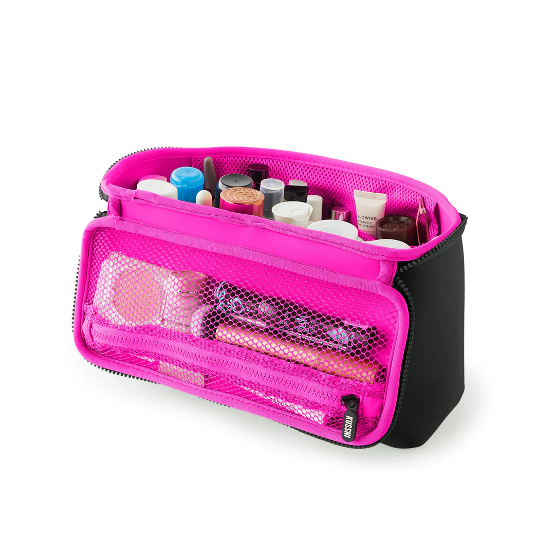 Kusshi Neoprene Collection Large Train Case in Black with Hot Pink ...